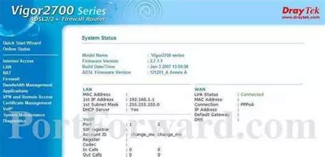 Simple Draytek Vigor 2700v Router Port Forwarding Instructions
