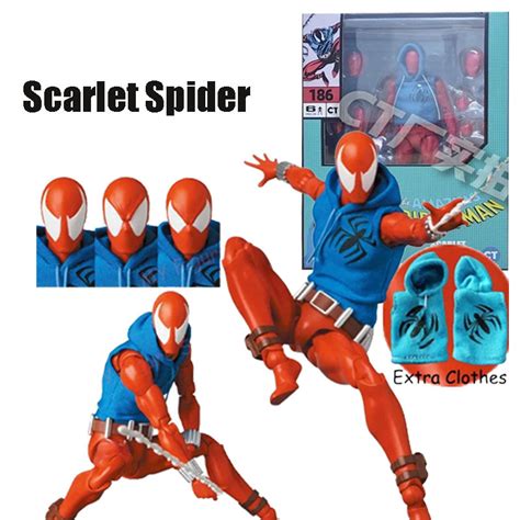Mafex No186 Scarlet Spider Comic Ver Anime Spiderman Figure Model