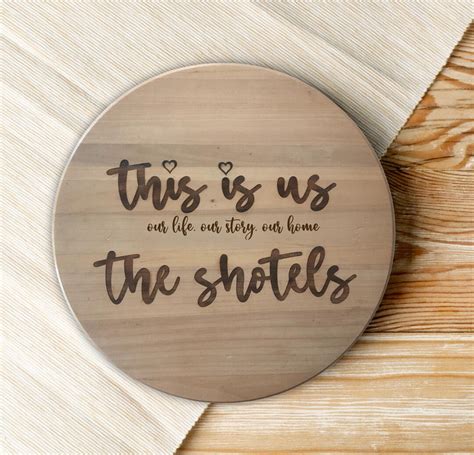 Wood Lazy Susan Personalized Custom Laser Engraved Dining Turntable Low Profile Table
