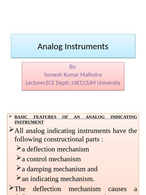Lecture 4 Analog Instruments Pdf Physics Physical Phenomena