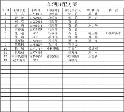 车辆信息统计表word文档免费下载文档大全
