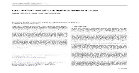 Pdf Gpu Acceleration For Fem Based Structural Analysis Dokumentips