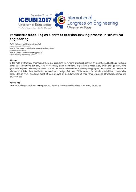 Pdf Parametric Modelling As A Shift Of Decision Making Process In Structural Engineering
