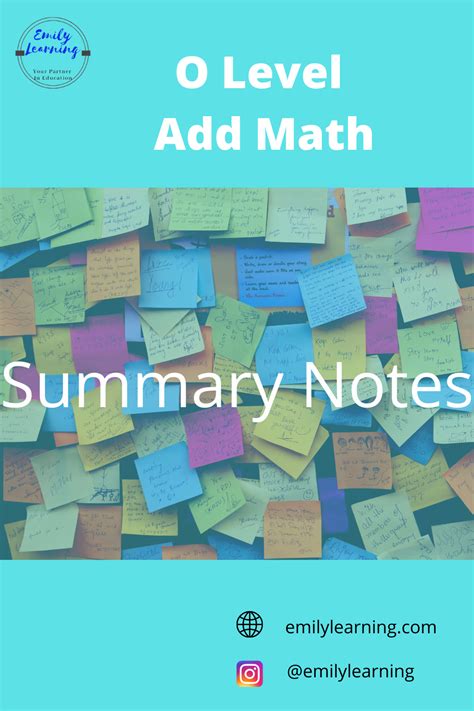 Summary Notes For Concepts Tested In O Level Additional Mathematics
