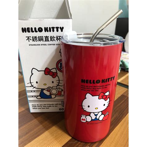 《現貨秒出》正版 三麗鷗 Hello Kitty 600ml 不銹鋼直飲杯 吸管杯 水壺 冰霸杯 蝦皮購物