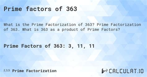 Prime Factors Of 363 Calculatio