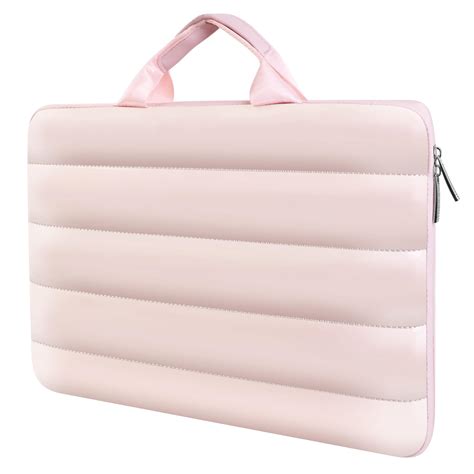 Amazon Com YXLILI Laptop Case Inch With Handle Pink Puffy Laptop Case For Women PU