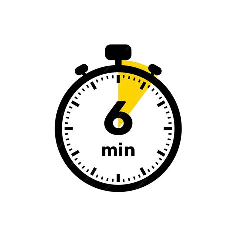 Premium Vector 6 Minutes Analog Clock Icon White Background Design