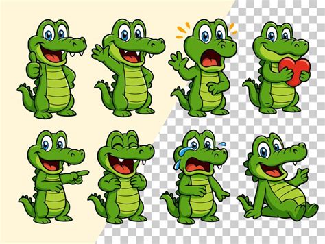 Cute Crocodile Cartoon Vector Clipart Alligator Mascot Digital