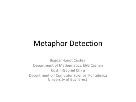 Metaphor Detection Ppt
