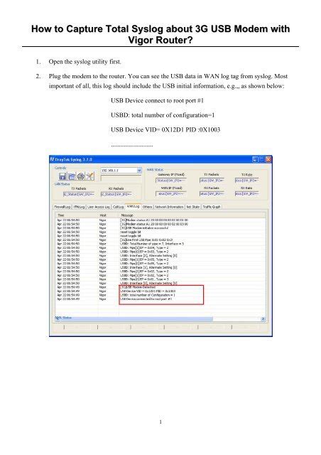 How To Capture Total Syslog About 3g Usb Modem With Draytek