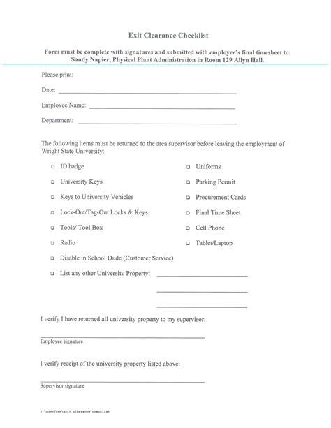 FREE Company Exit Clearance Form Samples PDF MS Word Google Docs