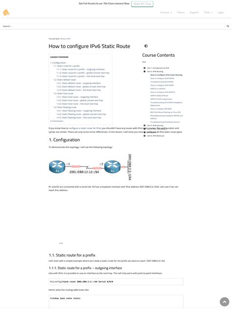 How To Configure Ipv6 Static Route Pdf I Pv6 Network Protocols
