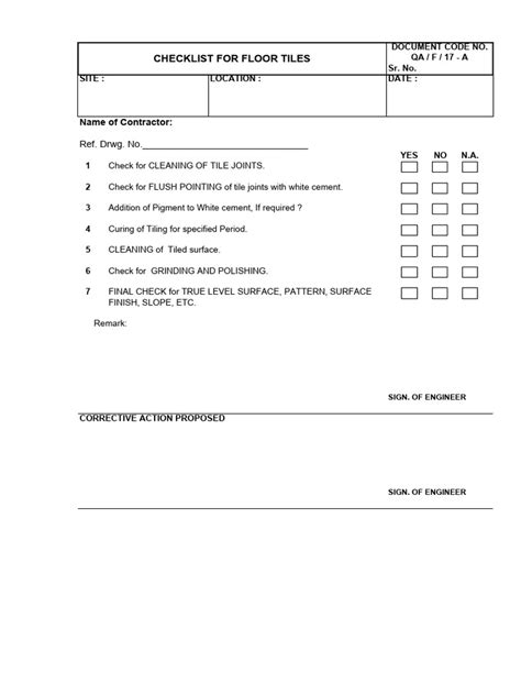 Doc23 Checklist For Fixing Tililng Dado Pdf