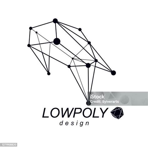 추상 3d 다각형 와이어프레임 오브젝트 벡터 기하학적 낮은 폴리 설계 요소 기술 기업 로고 0명에 대한 스톡 벡터 아트 및 기타
