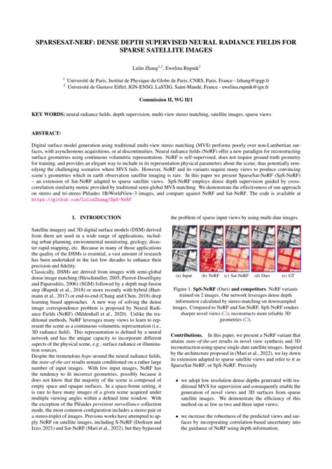 Pdf Sparsesat Nerf Dense Depth Supervised Neural Radiance Fields For Sparse Satellite Images