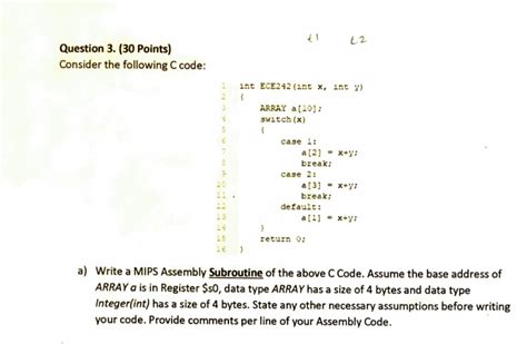 Solved Question 3 30 Points Consider The Following C