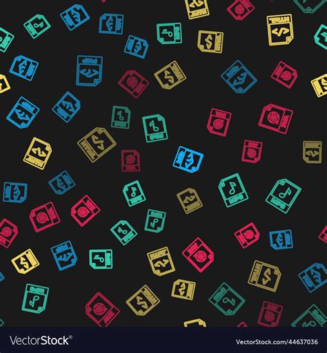 Set Line Php File Document Mp3 Html And Avi Vector Image