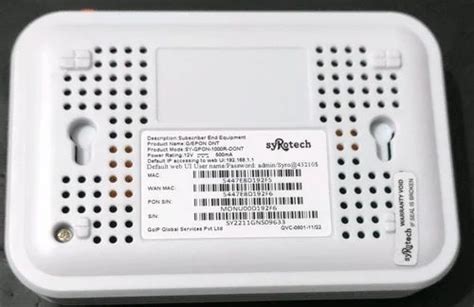 3 Years Syrotech Onu Xpon Upto 1gbps At Rs 820 Piece In Mumbai Id