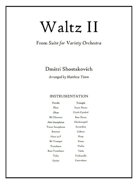 D Shostakovich Waltz Ii From Suite For Variety Orchestra Pdf