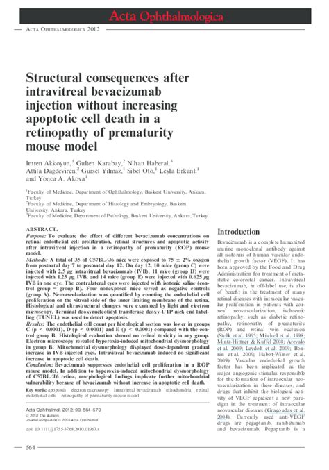Pdf Structural Consequences After Intravitreal Bevacizumab Injection Without Increasing