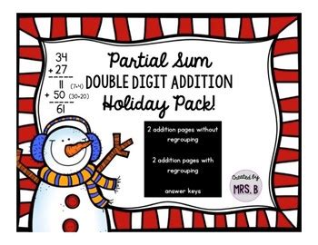 Partial Sum Double Digit Addition Holiday Pack By Stay At Home Activity Mom