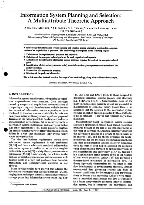 Pdf Information System Planning And Selection A Multiattribute