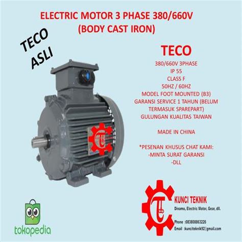 Jual Teco 15 Hp 11 Kw 3 Phase 2 Pole B3 Elektro Motordinamomotor