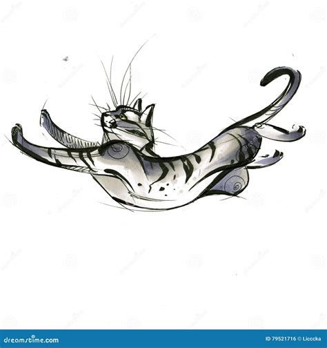 Sketch Of A Cat Jumping Stock Illustration Illustration Of Cheerful 79521716