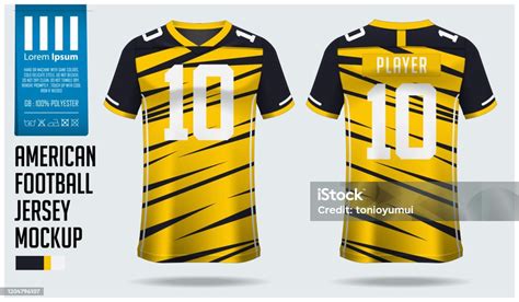 스포츠 클럽에 대한 미식 축구 저지 모형 템플릿 디자인 축구 티셔츠 스포츠 전면보기 및 후면보기 럭비 축구 유니폼 벡터 축구 유니폼에 대한 스톡 벡터 아트 및 기타 이미지