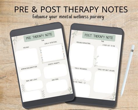 Pre And Post Therapy Notes Journal Digital Template Bundle Digital Therapy Journal Printable
