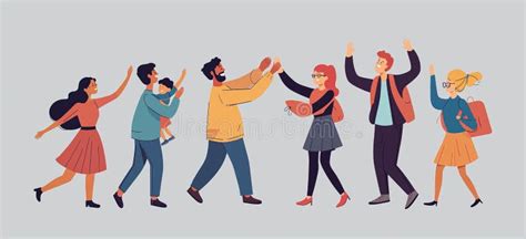 Set Of Cartoon Characters With Schoolmates And Friends Illustrating