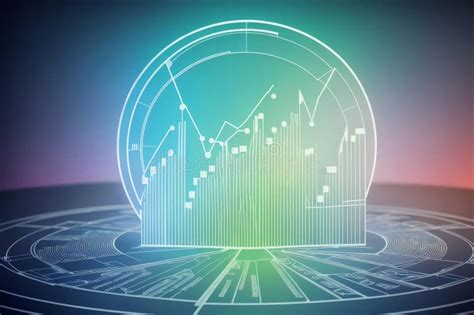 Digital Glowing Financial Chart Graphs On Dark Globe Ai Generated Stock Illustration