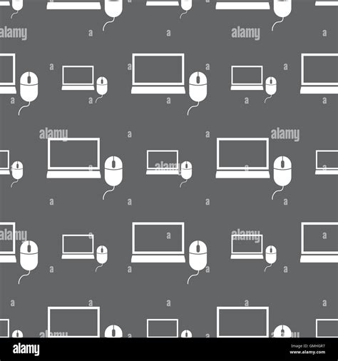 Computer Widescreen Monitor Mouse Sign Icon Seamless Pattern On A Gray Background Vector
