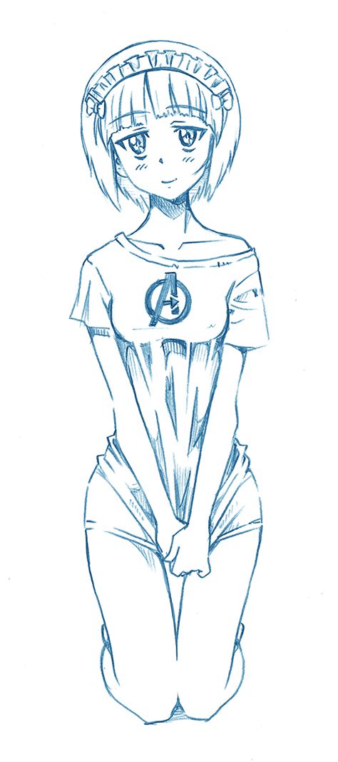 Safebooru 1girl Avengers Bangs Bbb Friskuser Blue Theme Blunt Bangs Casual Closed Mouth