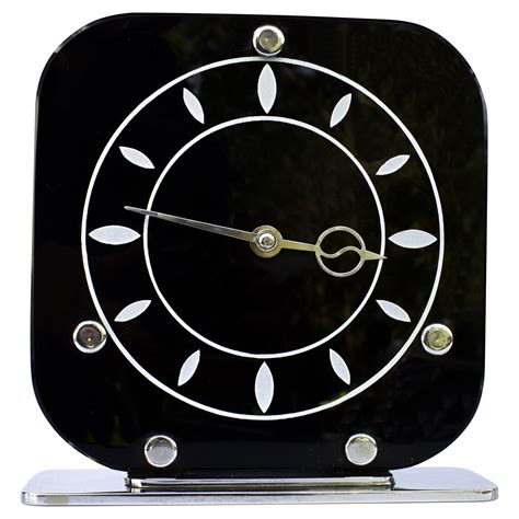 Art Deco Rare And Stunning Bem Ltd Glass Brass Electric Mantle Clock C1930 For Sale At 1stdibs