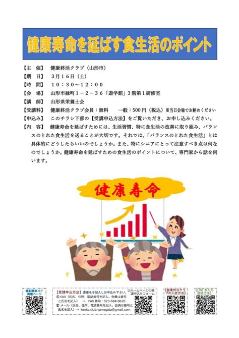 【r6年3月16日 土 】健康講座『健康寿命を延ばす食生活のポイント』 《内容》健康寿命を延ばすためには、生活習慣、特に食生活の改善に取り組み、バランスのとれた食生活を送ることが大切です。健康