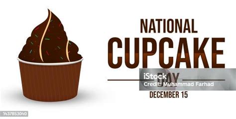 전국 컵케이크의 날 초콜릿 케이크와 타이포그래피가 있는 배경 배너 디자인 낮에 대한 스톡 벡터 아트 및 기타 이미지 낮 컵