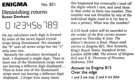 Enigma 821 Diminishing Returns Enigmatic Code