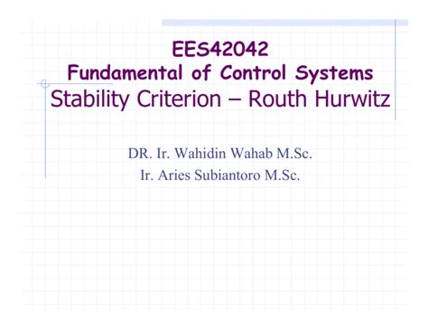 Routh Hurwitz Stability Criterion Control Systems