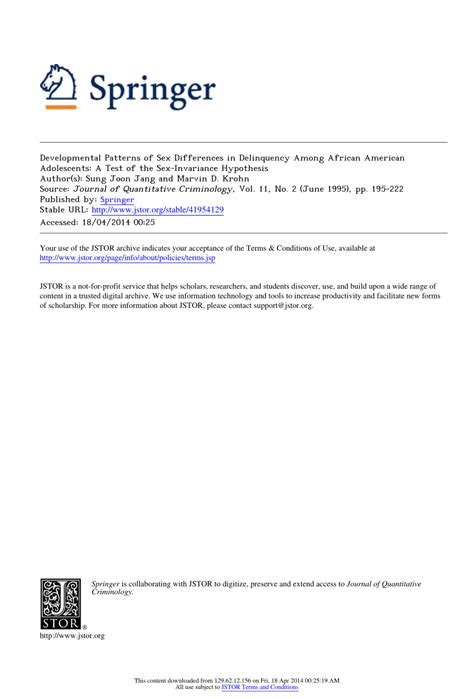 Pdf Developmental Patterns Of Sex Differences In Delinquency Among
