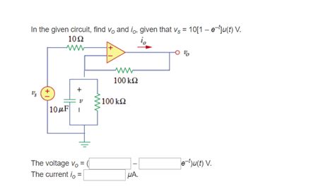 solved in the given circuit find vo and io given that vs