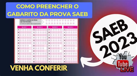 Prova Saeb 2023 CartÃo Resposta Saeb Gabarito Como Preencher O
