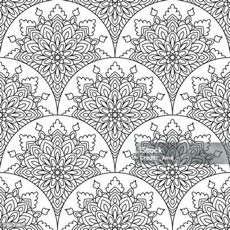 추상 만다라 물고기 스케일 원활한 패턴 장식 타일 모자이크 배경입니다 꽃 패치 워크 무한대 카드 아랍어 인도 오스만 모티브 벡터