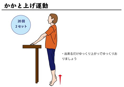 かかと上げ運動立位 自主トレばんく 筋トレストレッチリハビリの無料イラスト
