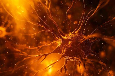 Premium Photo A Closeup Depiction Of A Neuron With Synapses Firing
