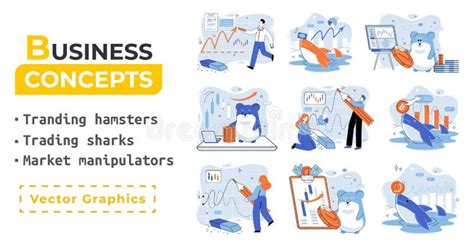 Stock Market Manipulation Characters Analyzing Stock Market Data To Control Financial Graphic