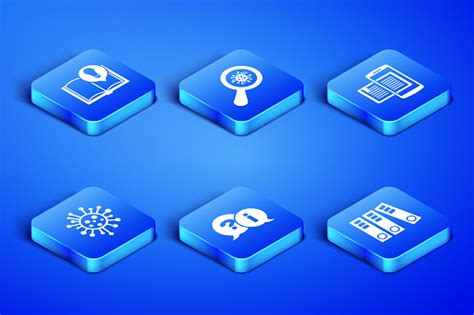 돋보기 아래에 Office 폴더 흥미로운 사실 질문 및 느낌표 박테리아 미생물 및 스마트폰 책 아이콘을 설정합니다 벡터 3차원 형태에 대한 스톡 벡터 아트 및 기타 이미지