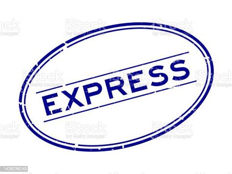 그런 지 블루 익스프레스 단어 타원형 고무 씰 스탬프 흰색 바탕에 공급망에 대한 스톡 벡터 아트 및 기타 이미지 공급망 광고 긴급 개념 Istock