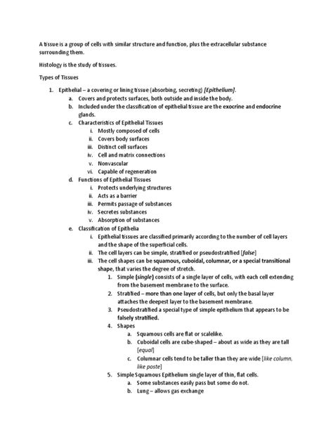 A Tissue Is A Group Of Cells With Similar Structure And Function Pdf Epithelium Organ